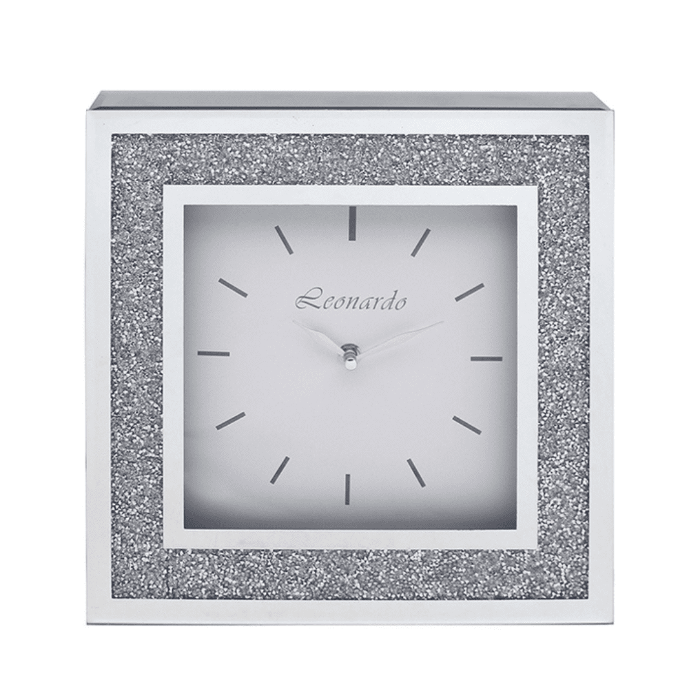 Mirrored Crystal Design Clock from the Leonardo Collection