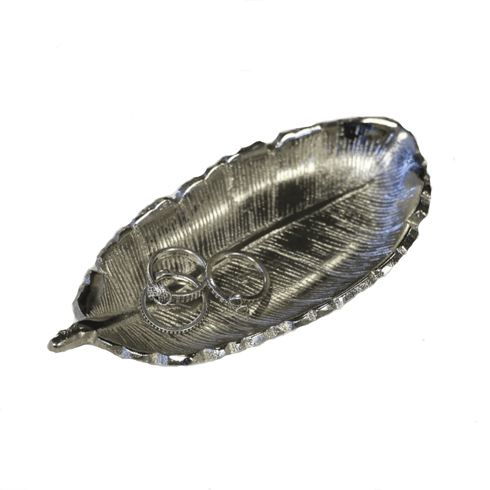 Silver Aluminium Feather Design Dish