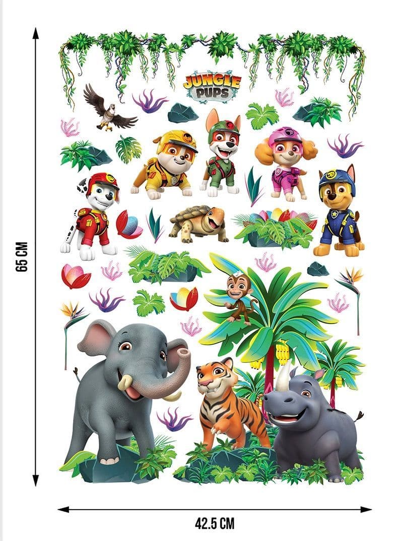 Paw Patrol puppies in the jungle Interior wall decal sticker 42.5x65 cm ...