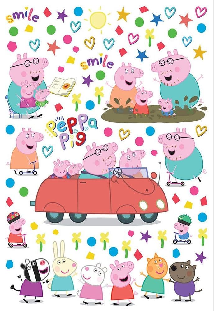 Peppa Pig Wall Sticker Pink Peppa Pig Cute Children's Room Wall