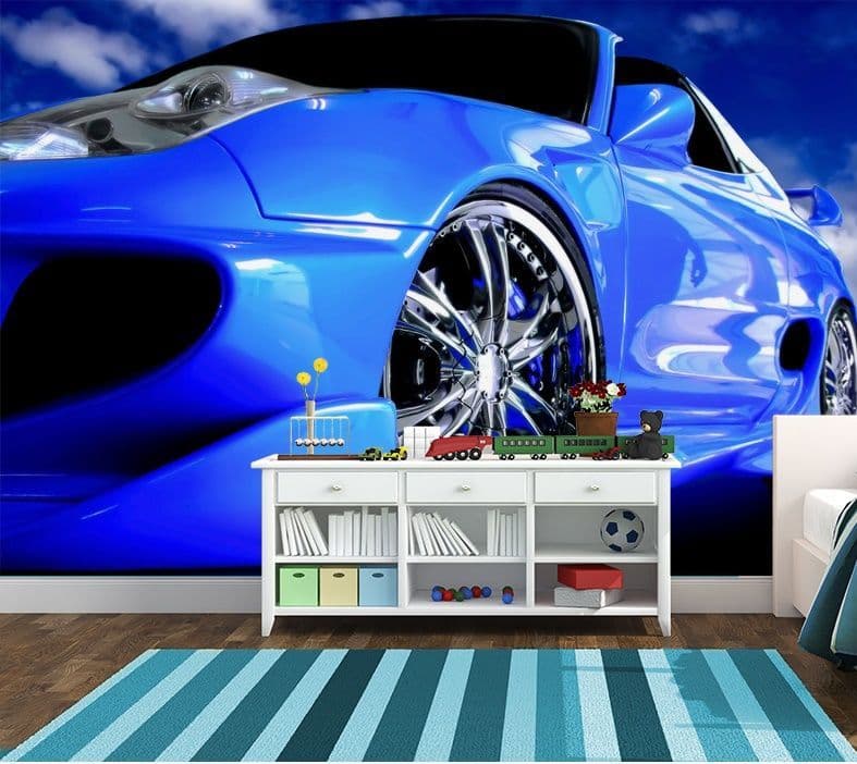 Blue super car wall murals | Homewallmurals.co.uk