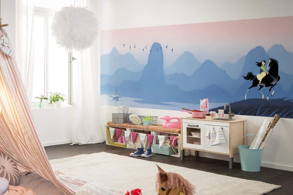 Disney Mulan girl's bedroom wall mural wallpaper 300 x 100 cm | Shop online