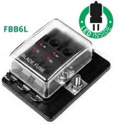 6 WAY FUSE ATO /ATC BOXES with individual L E D blown fuse indicator