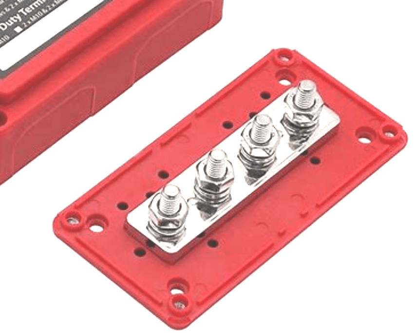 BUSBAR ENCLOSED 300A 4 x 10mm Stud ALT/BB304RED-1-81-RK6