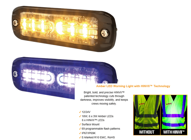 DURITE Amber LED Warning Light with HINVII Technology 12/24V-0-442-41