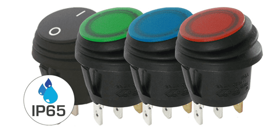 Range of 12V WATERPROOF & x28;IP65& x29; Circular Rocker switches