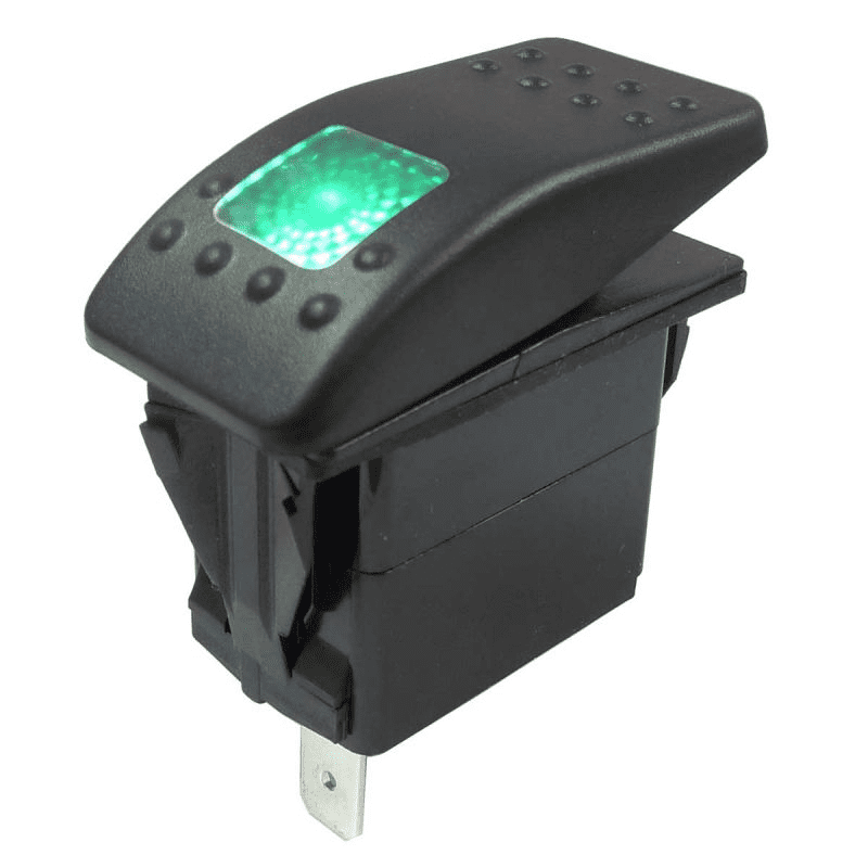 Rectangular GREEN ILLUM Rocker switch 20Amp 12Vdc ON/OFF ALT/SW-JH ...