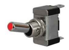 Red LED On/Off Toggle Switch with Metal Lever- 12/24V-0-603-05