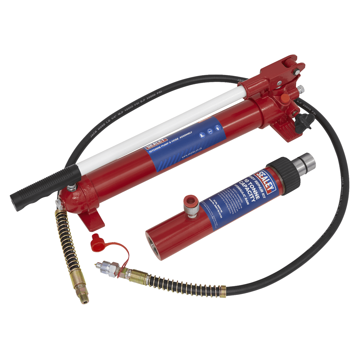 Snap Push Ram with Pump & Hose Assembly - 10 Tonne