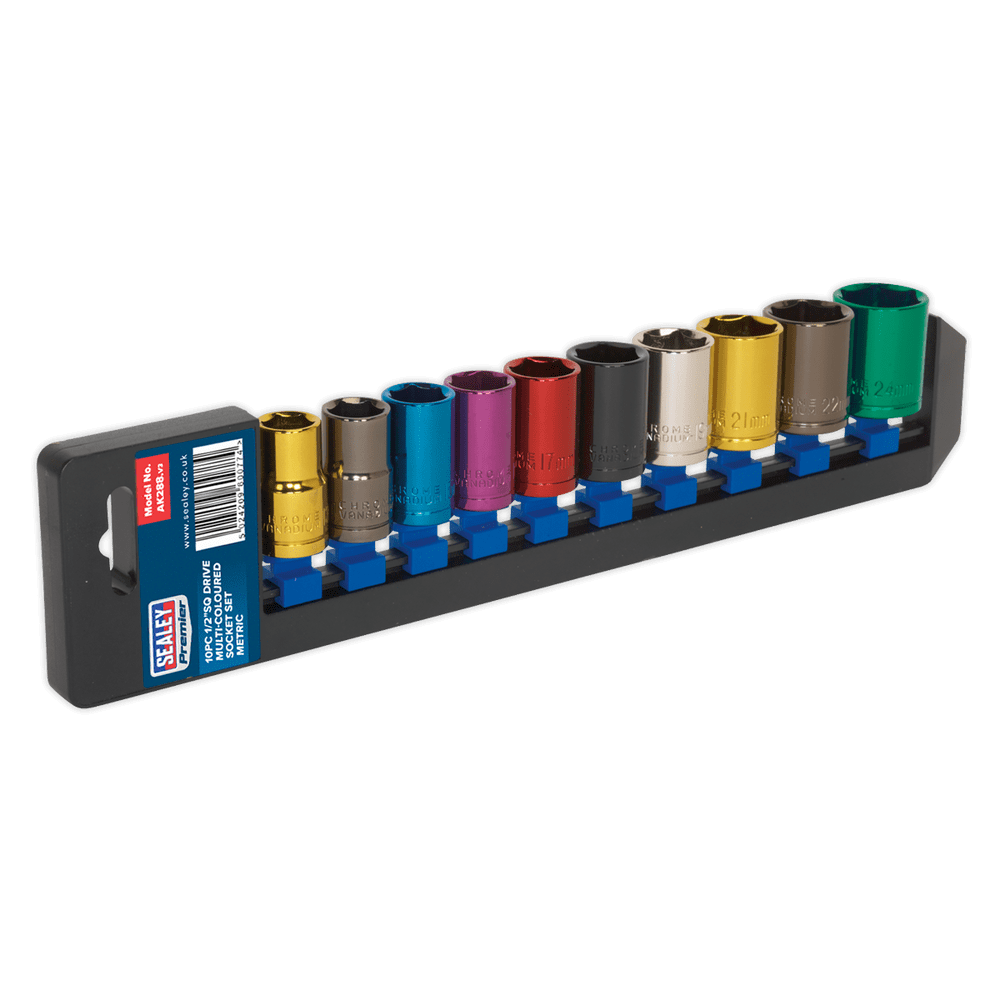 Multi-Coloured Socket Set 10pc 1/2"Sq Drive WallDrive® Metric