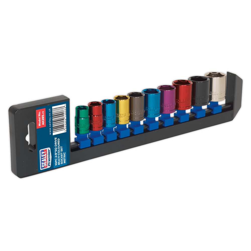 Multi-Coloured Socket Set 10pc 3/8"Sq Drive 6pt WallDrive® Metric