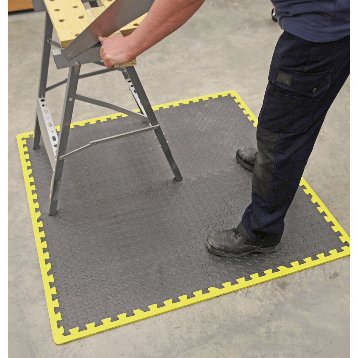 Interlocking EVA Foam Workshop Mat Set 1240 x 1825mm with Hi-Vis Edges