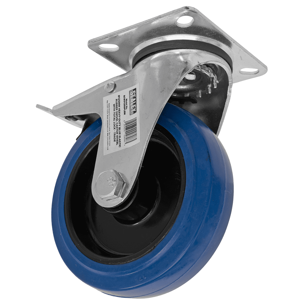 Heavy-Duty Blue Elastic Rubber Swivel Castor Wheel with Total Lock ...