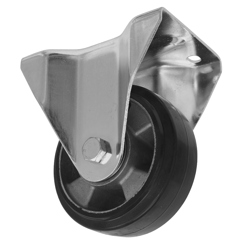 Heavy-Duty Rubber Fixed Plate Castor Wheel Ø125mm - Trade