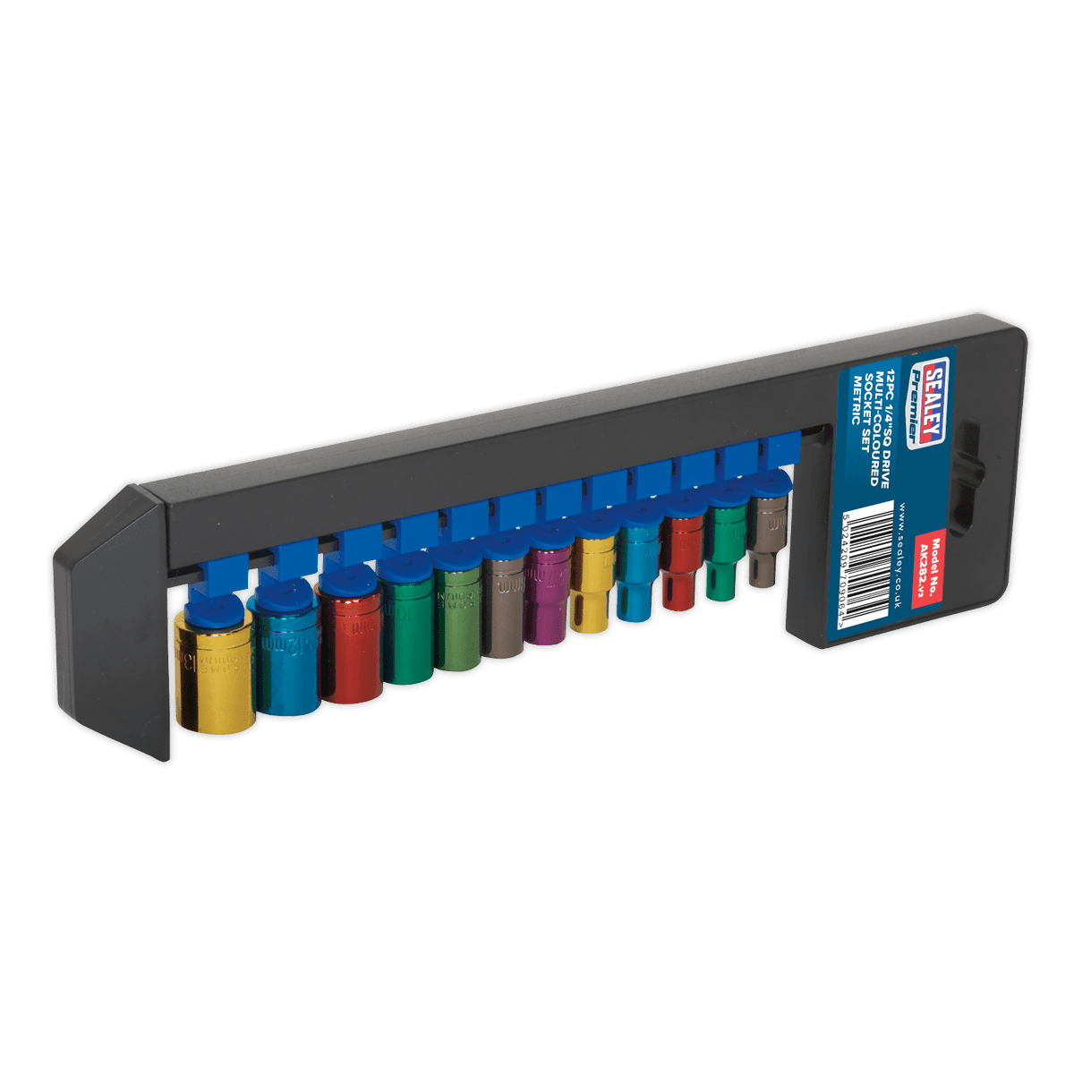 Multi-Coloured Socket Set 12pc 1/4"Sq Drive 6pt WallDrive® Metric