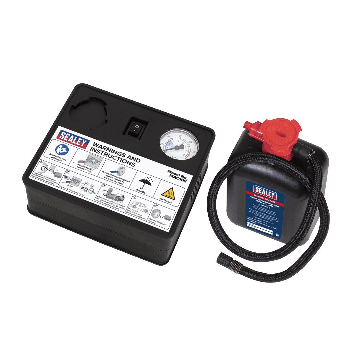 Tyre Inflator 12V & Emergency Puncture Sealant Kit