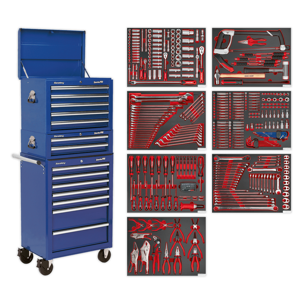 Tool Chest Combination 14 Drawer with Ball-Bearing Slides - Blue ...