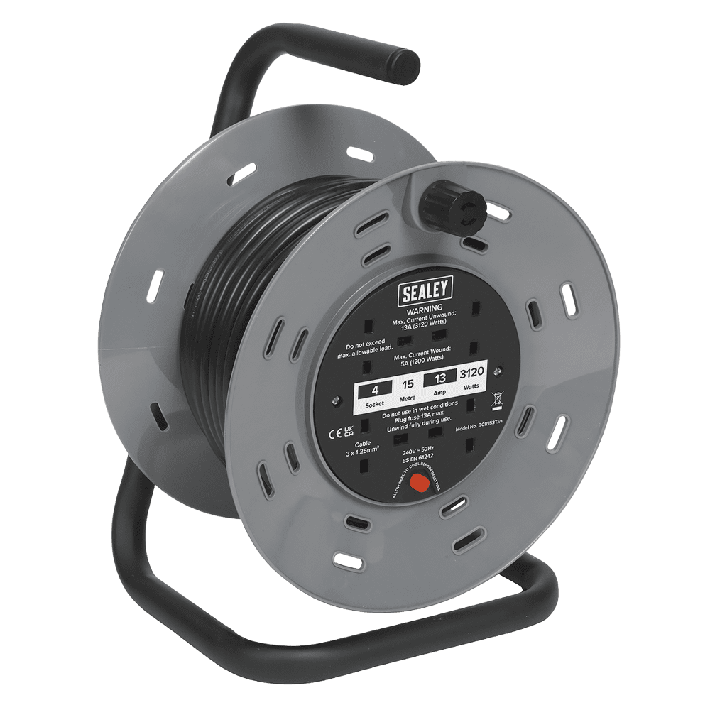 Cable Reel 15m 4 x 230V Thermal Trip