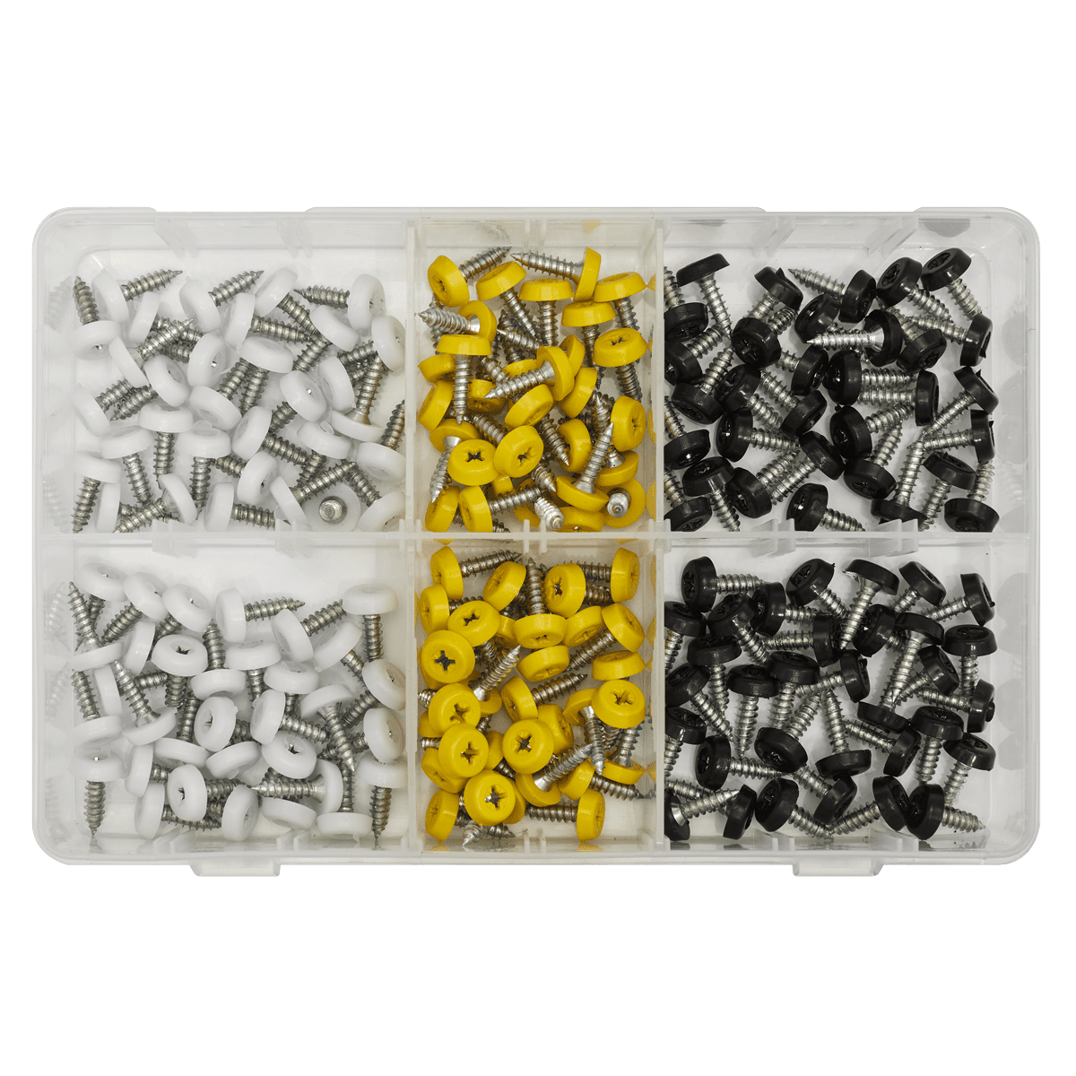 Numberplate Screw Assortment 195pc 4.8mm x 18mm - Plastic Enclosed Head