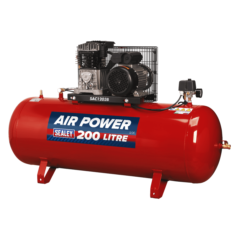 Air Compressor 200L Belt Drive 3hp with Cast Cylinders