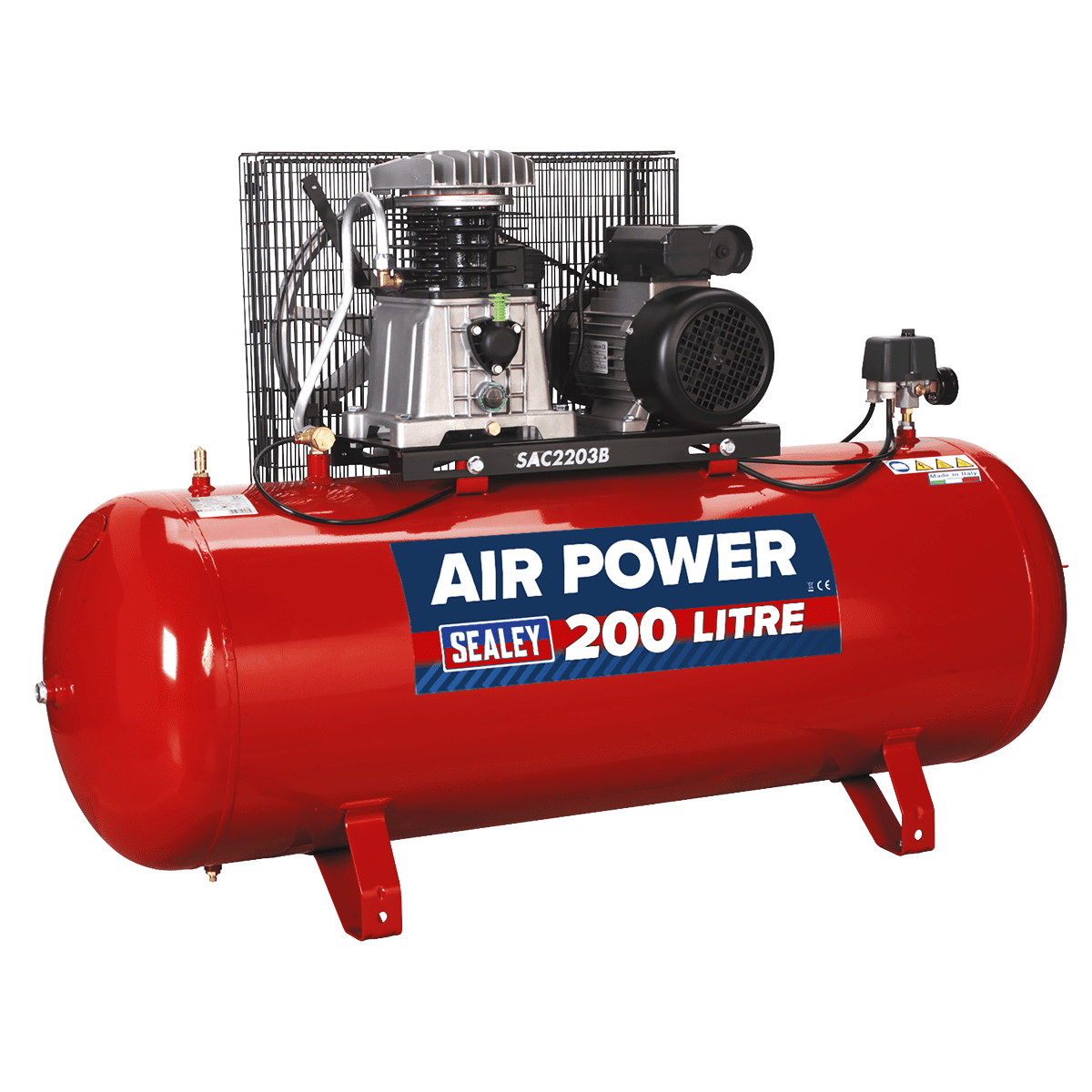 Air Compressor 200L Belt Drive 3hp with Cast Cylinders