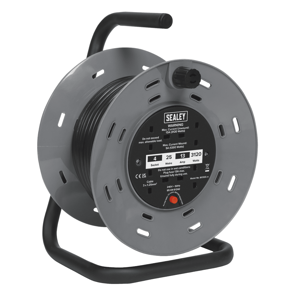 Cable Reel 25m 4 x 230V 1.25mm² Thermal Trip