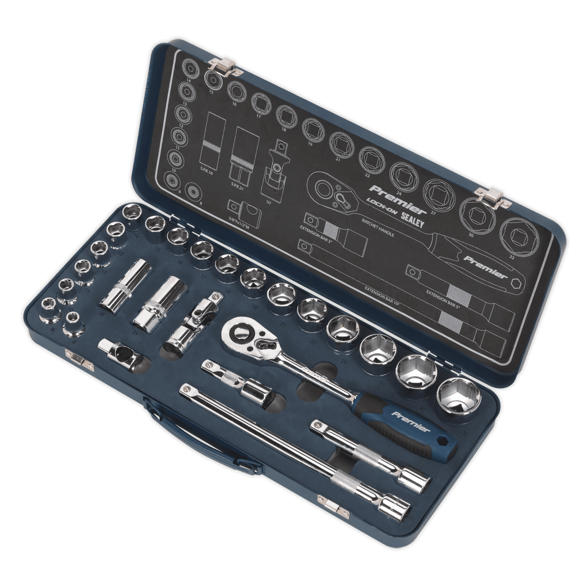 Socket Set 26pc 1/2"Sq Drive Lock-On™ 6pt Metric