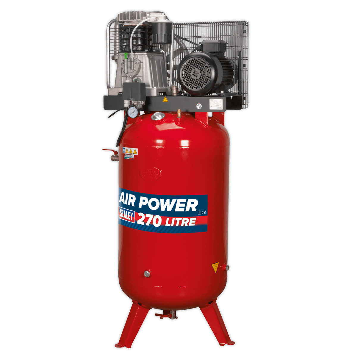 Air Compressor 270L Vertical Belt Drive 7.5hp 3ph 2-Stage with Cast ...