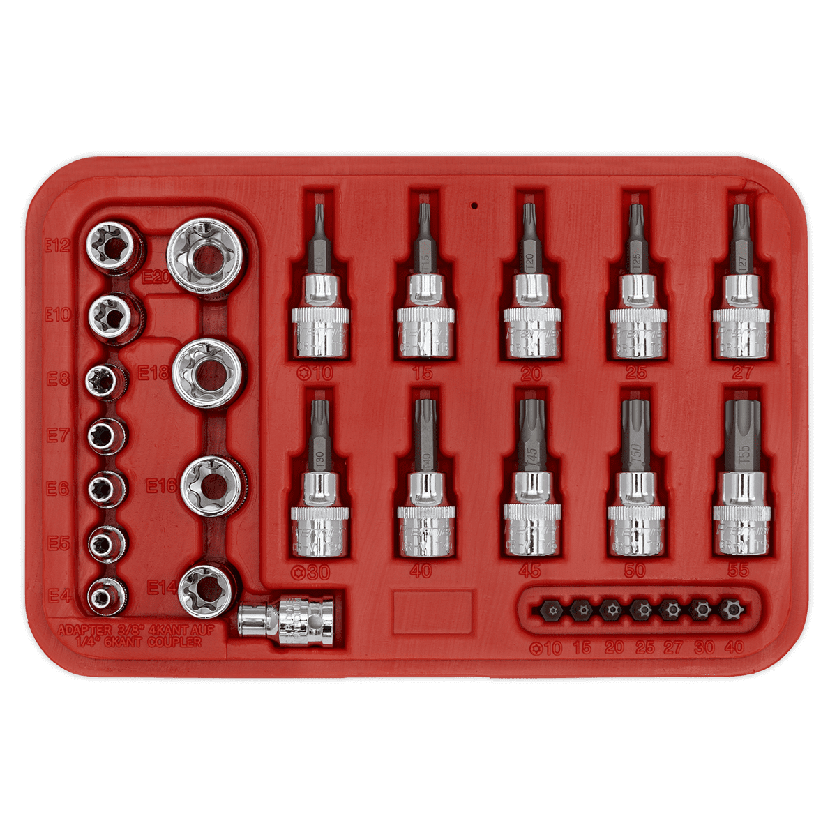 TRX-Star* Socket & Security Bit Set 29pc 1/4"Sq & 3/8"Sq Drive