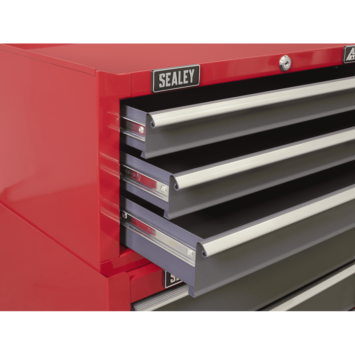 Mid-Box 3 Drawer with Ball-Bearing Slides - Red/Grey