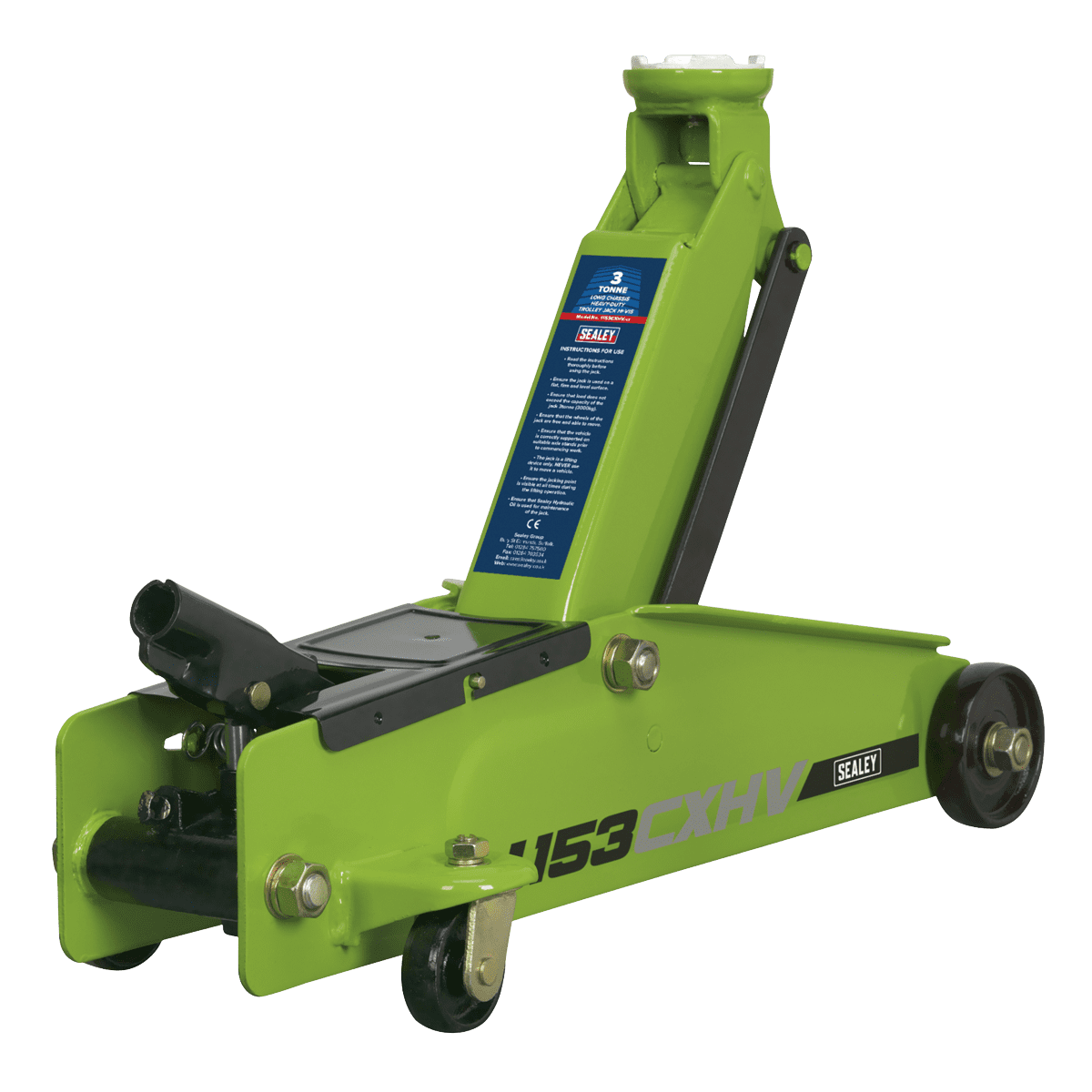 Trolley Jack 3 Tonne Long Reach Heavy-Duty Hi-Vis