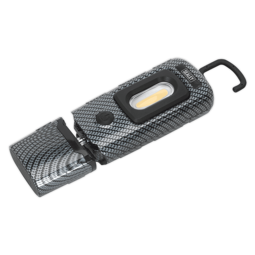 Rechargeable 360° Inspection Light 3W COB & 1W SMD LED Carbon Fibre Effect