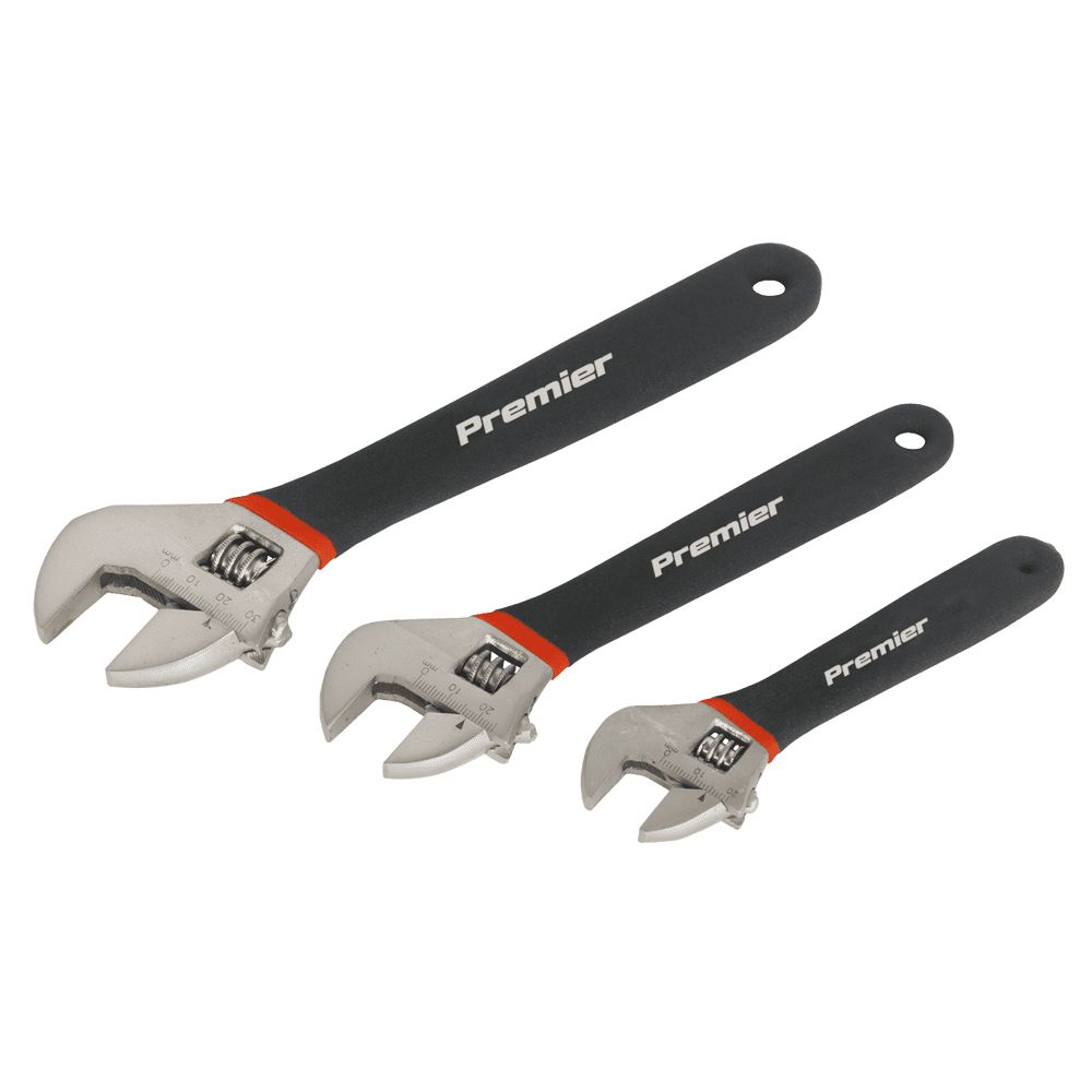 Adjustable Wrench Set 3pc Ni-Fe Finish