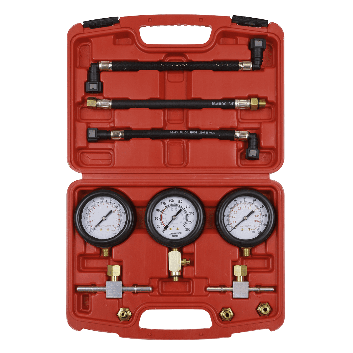 Motorcycle Compression & Fuel Pressure Gauge Set 3pc