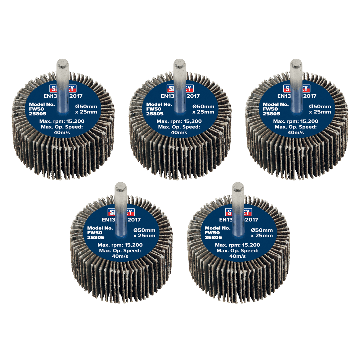 Abrasive Flap Wheel Ø50 x 25mm 80Grit Ø6mm Shaft - Pack of 5