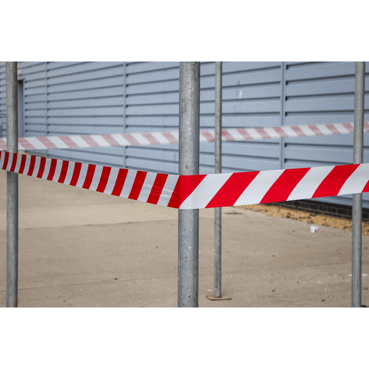 Hazard Warning Barrier Tape 80mm x 100m Red/White Non-Adhesive