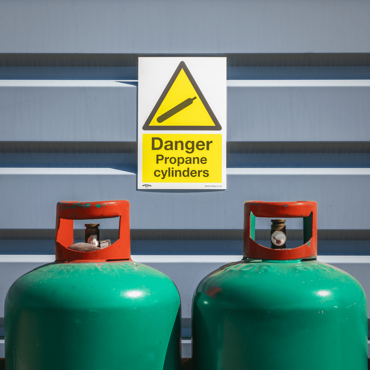 Warning Safety Sign - Danger Propane Cylinders - Self-Adhesive Vinyl