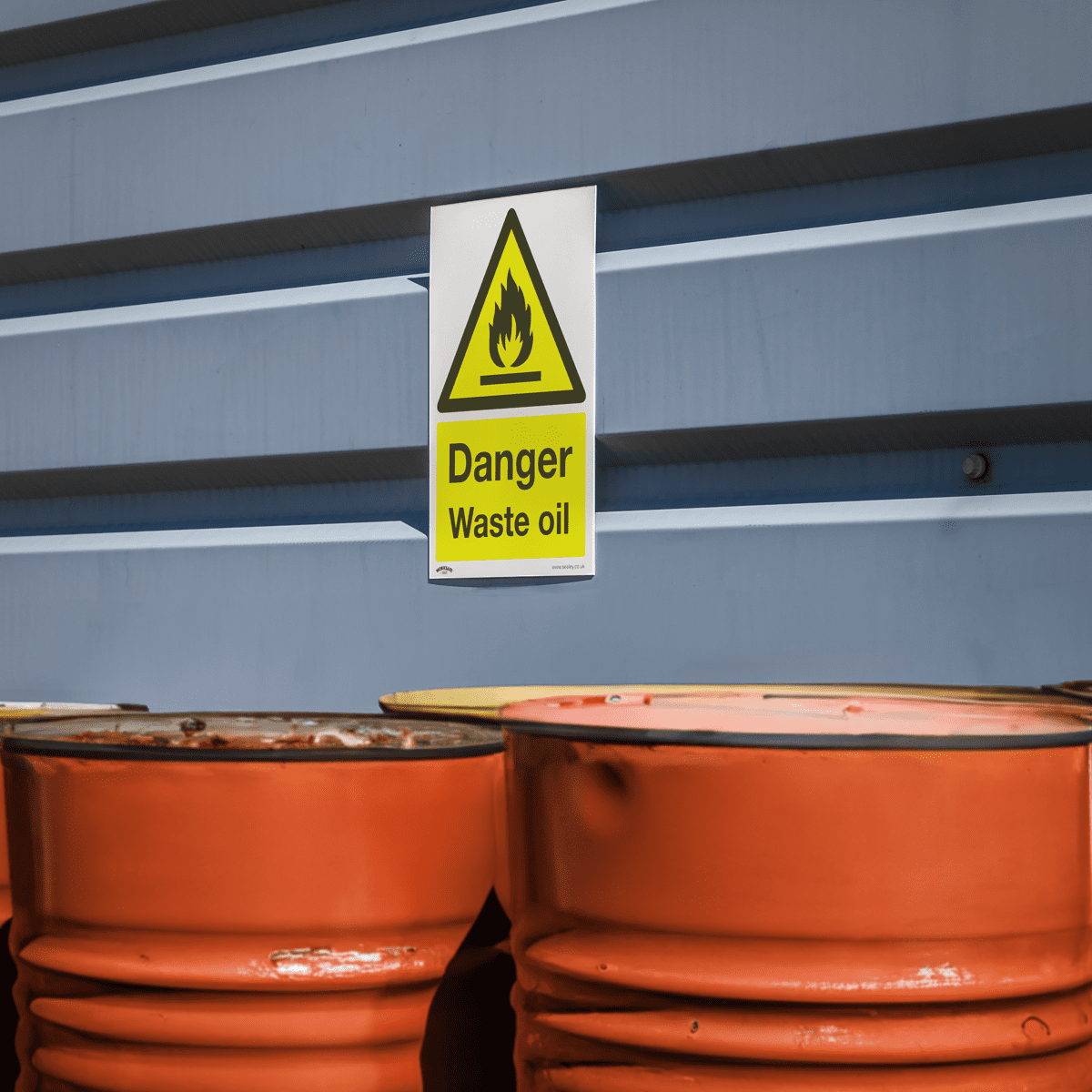 Warning Safety Sign - Danger Waste Oil - Self-Adhesive Vinyl