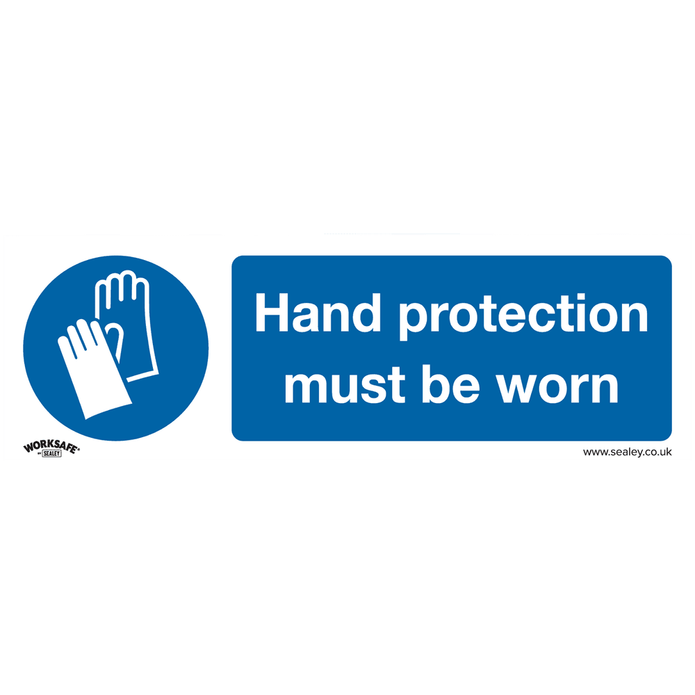 Mandatory Safety Sign - Hand Protection Must Be Worn - Self-Adhesive ...