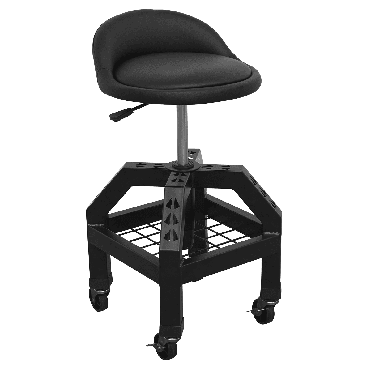 Creeper Stool Pneumatic with Adjustable Height Swivel Seat & Back Rest