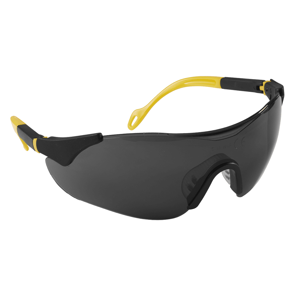 Sports Style Shaded Safety Specs with Adjustable Arms