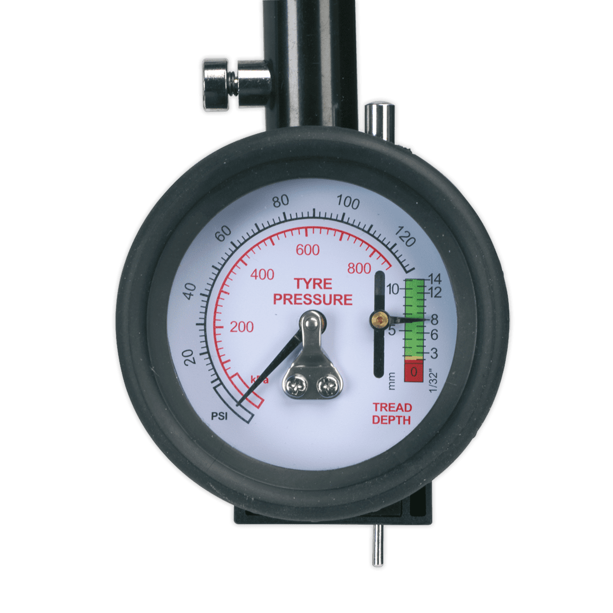 Tyre Pressure Gauge & Tyre Tread Depth Gauge - Flexible Hose 0-8bar(0 ...