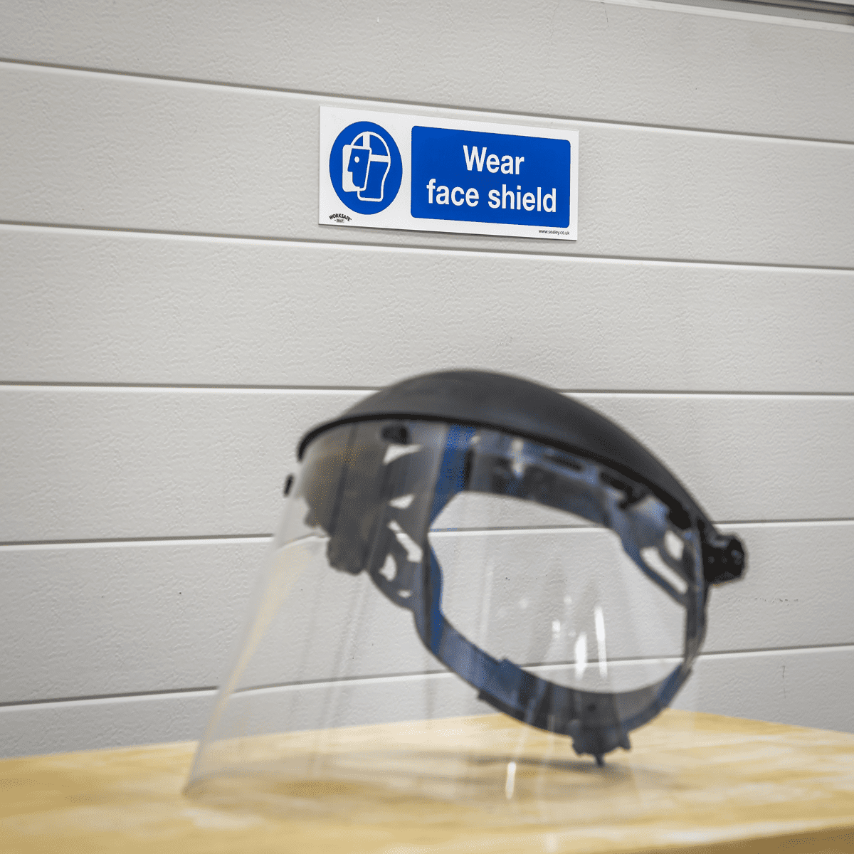 Mandatory Safety Sign - Wear Face Shield - Self-Adhesive Vinyl