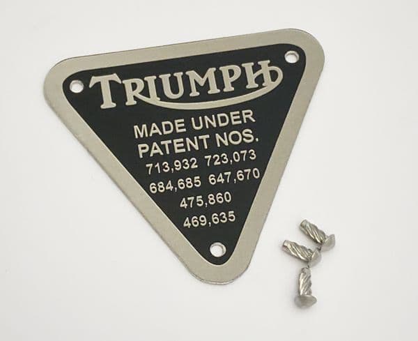 Triumph Patent Plate 70-4016 ALT/WW28501-1-82