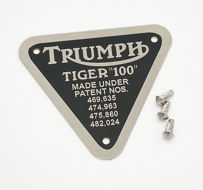 Triumph Patent Plate - Tiger 100 ALT/WW28502M-1-82