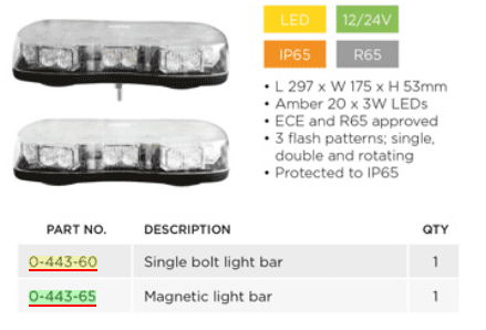 DURITE R65 12/24v LIGHT BAR 0-443-60