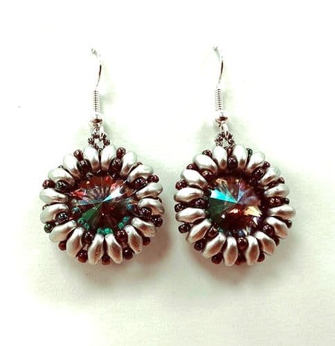 SWAROVSKI Rivoli Bezel Earrings Kit with SuperDuo Beads Hematite and ...