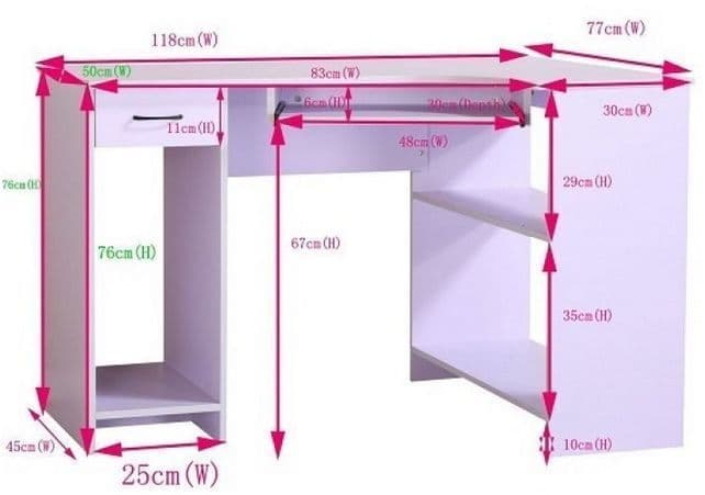 Alex White Corner Desk with Drawer and Shelves - 2922