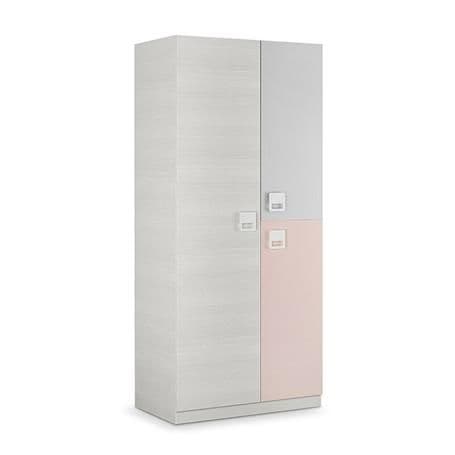 Carlos Grey And Pink 3 Door Slim Narrow Wardrobe - 3262