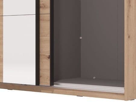 Noah Oak Effect Sliding Wardrobe With Mirror - 3408